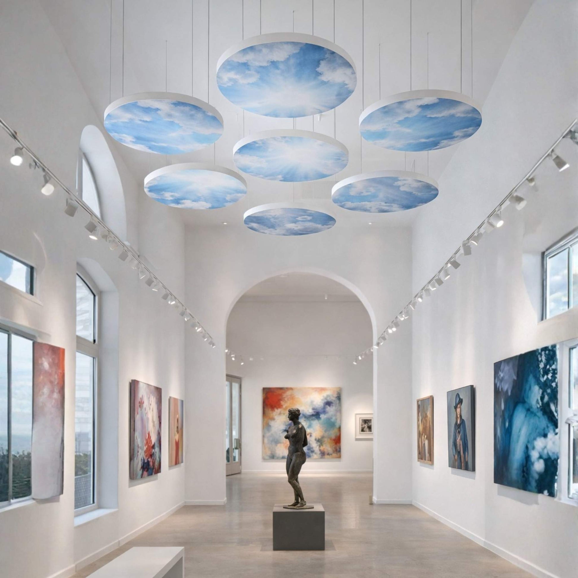 Echo-Less Polyester Fibre Acoustic Ceiling Baffle Light Grey Circular ...