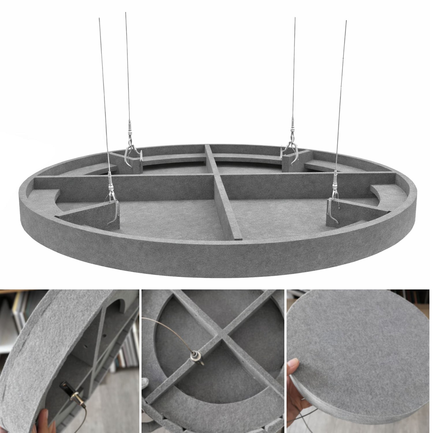 Echo-Less Polyester Fibre Acoustic Ceiling Baffle Light Grey Circular ...