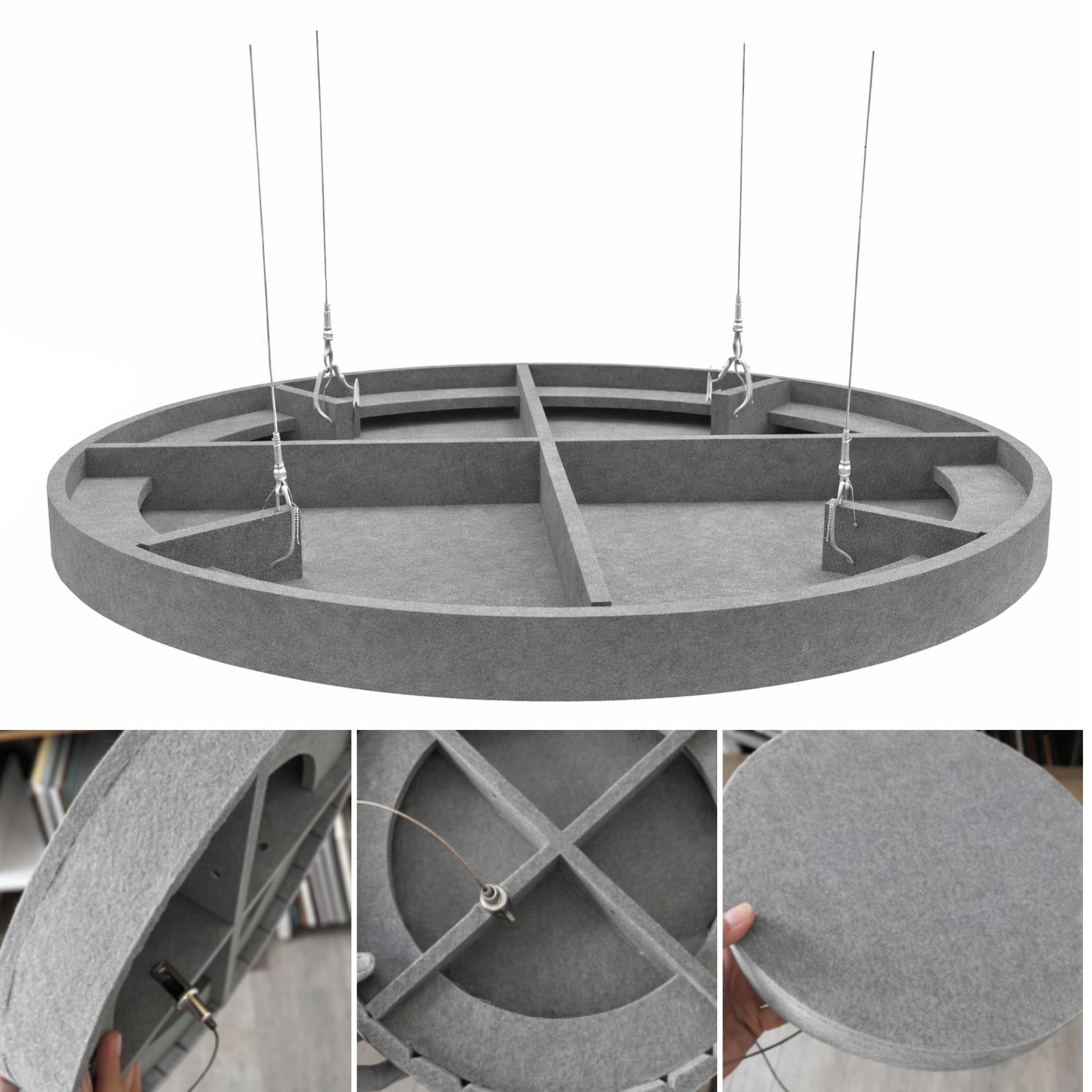 Echo-Less Polyester Fibre Acoustic Ceiling Baffle Light Grey Circular ...