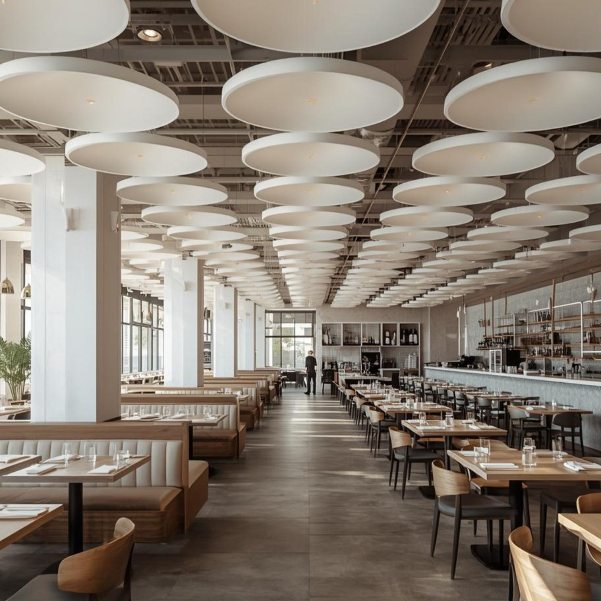 Echo-Less Polyester Fibre Acoustic Ceiling Baffle Light Grey Circular ...